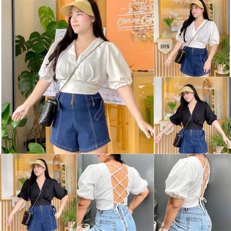 เสื้อถักหลังสาวอวบผ้าโฟร์เวย์ สาวอวบ Shopee Thailand