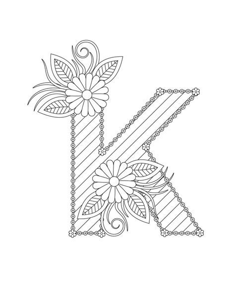 Page De Coloriage De Lalphabet Avec Un Style Floral Coloriage Abc