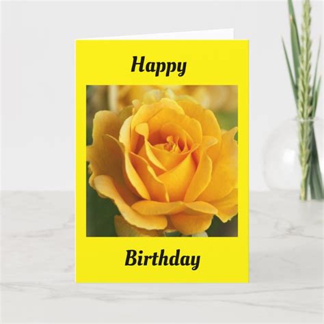 Beautiful Yellow Rose Happy Birthday Card Zazzle