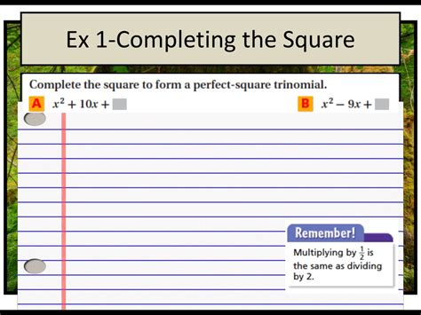 Ppt Completing The Square Solving Quadratic Equations Powerpoint