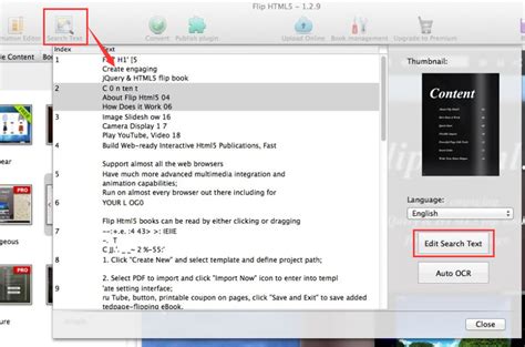 search and edit the text inside the book with fliphtml5 mac desktop