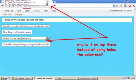 html why is the dropdown box of select tag shown at wrong place
