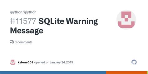 sqlite warning message · issue 11577 · ipython ipython · github