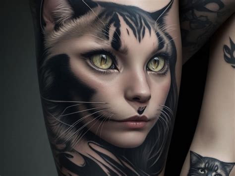 Premium Ai Image A Women Arm Cat Tattoo