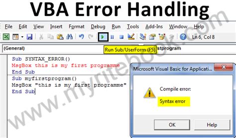 excel vba macro errors in excel myritebook learn tutorials
