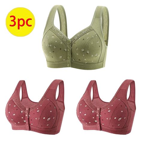 Pxxlle 3pcs Daisy Bra For Seniors Plus Size Beauty Back Bras Comfort