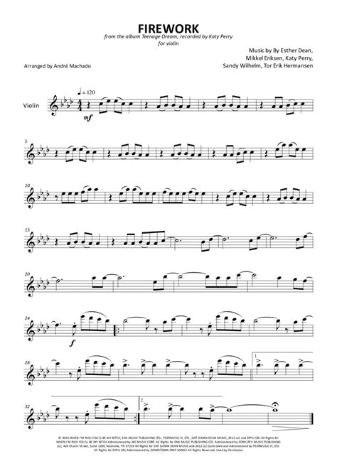 Firework By Katy Perry Violin Solo Digital Sheet Music Sheet