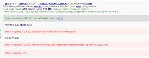 sql finding an issue while removing common id from 2tables mysql