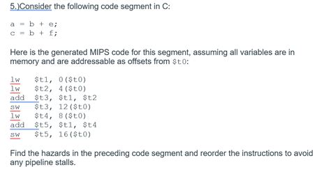 solved 5 consider following code segment c b e b f genera