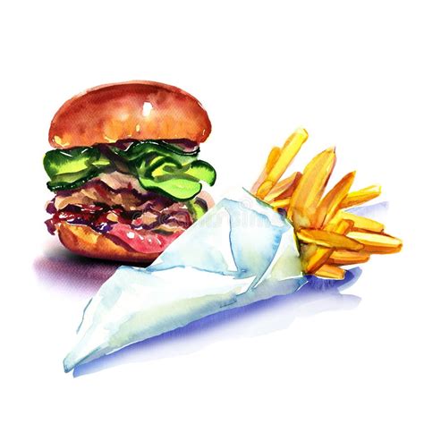 Watercolor Burger Stock Illustrations – 1 772 Watercolor Burger Stock