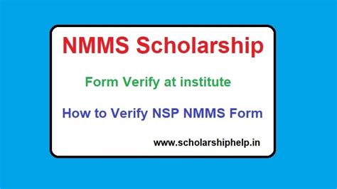 Nsp Nmms Scholarship Form Verification At Institute Nsp Scholarship