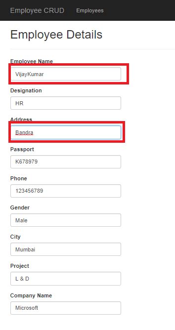 crud using asp mvc 5 and entity framework