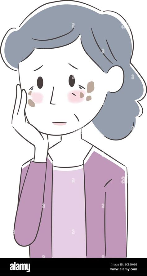 Worried Woman Having Skin Problems Vector Illustration Isolated On