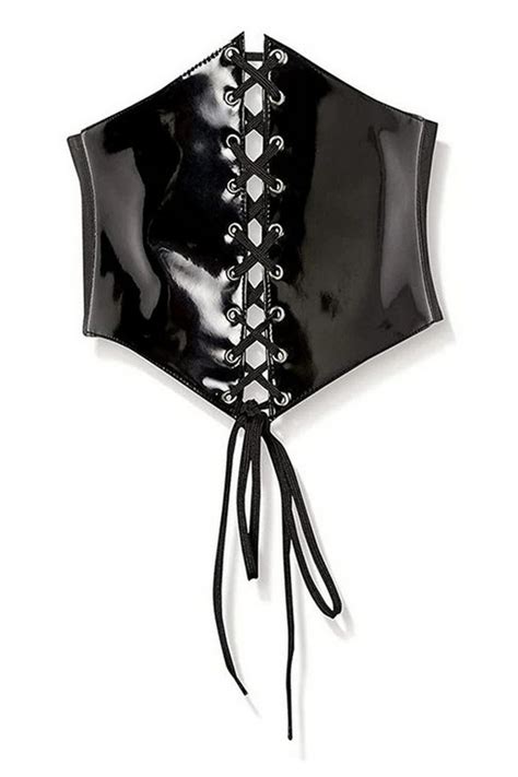 Lavish Black Patent Pvc Corset Belt Cincher Spicy Lingerie