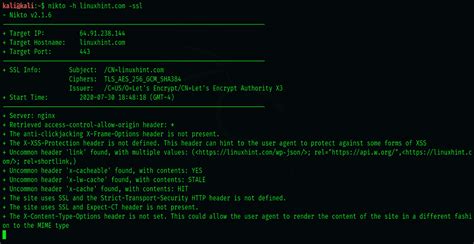 scanning vulnerabilities with nikto