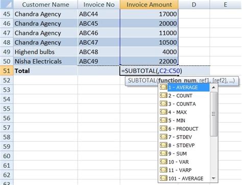 how to sum filtered data using subtotal function in excel exceldatapro