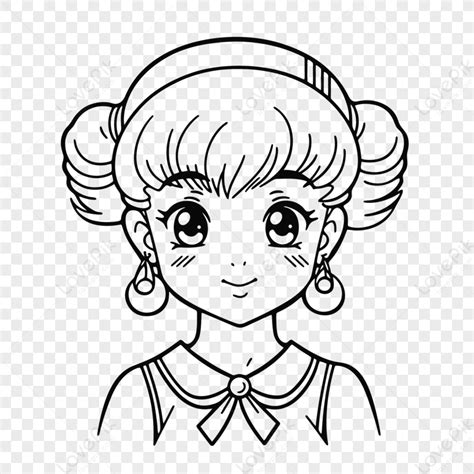 Gambar Gambar Sketsa Garis Besar Halaman Mewarnai Gadis Anime Vektor