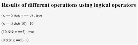 logical operators in javascript different logical