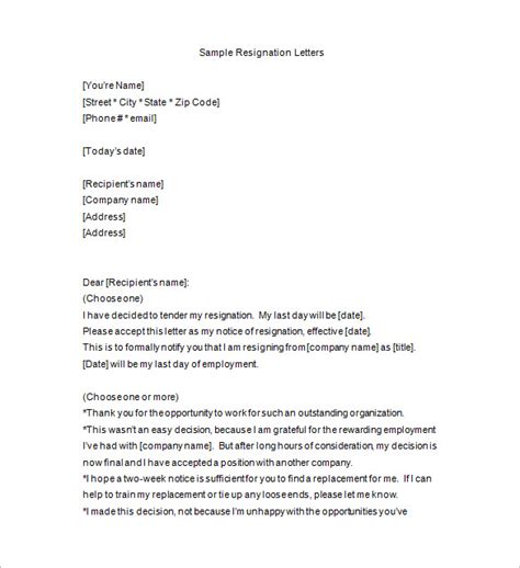Notice Of Resignation – 9 Free Word Excel Pdf Format Download