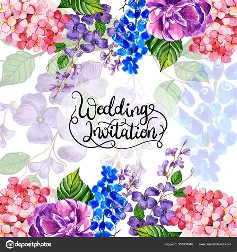Watercolor Floral Invitation Card — Stock Vector © Sketchepedia 353939546