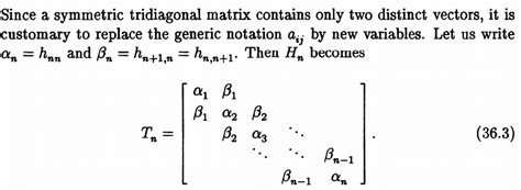linear algebra since a symmetric tridiagonal matrix contains only two