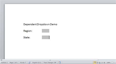 how to populate a dependent dropdown list in word