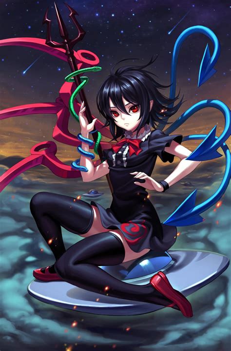 Wallpaper Illustration Night Anime Girls Short Hair Wings Weapon