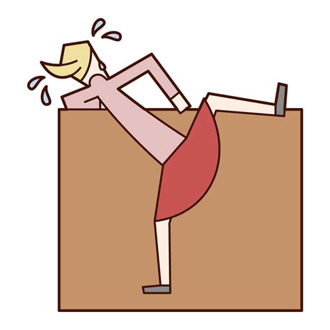 壁をよじ登る人（女性）のイラスト フリーイラスト素材集 Kukukeke