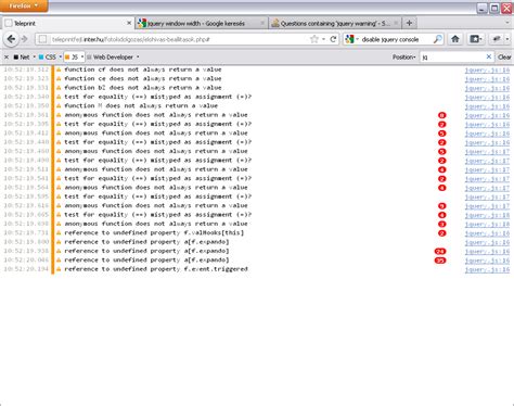 javascript why are there lots of warnings in the firefox devtools and