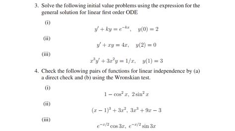 solved solve the following initial value problems using the