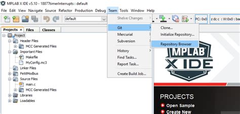start a windows mplab x project by cloning a git repo