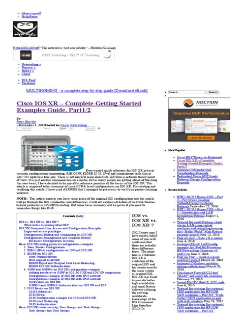 cisco ios xr complete getting started examples guide part1 2 i pv6
