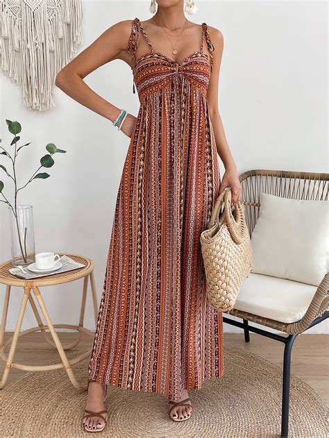 Shein Vcay Allover Print Tie Shoulder Cami Dress Shein Usa