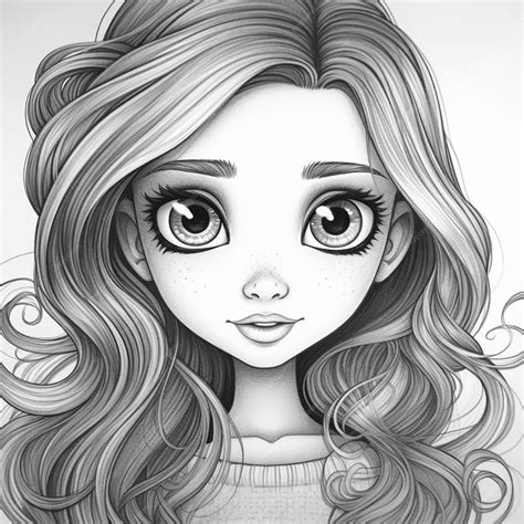 Premium Photo A Drawing Of A Girl With Long Hair And Big Eyes