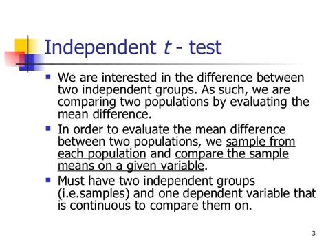 t test for two independent samples