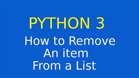 python 3 how to remove an item from a list youtube