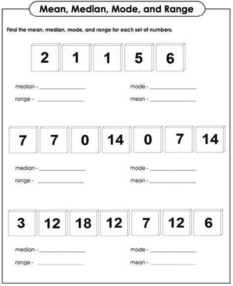 how to find the mean median mode and range worksheet