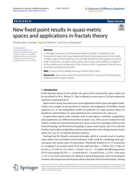pdf new fixed point results in quasi metric spaces and applications