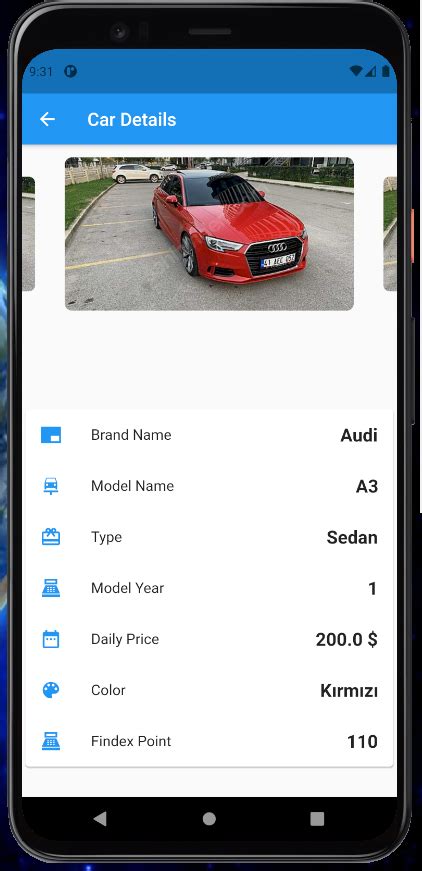 a rent a car app build with flutter