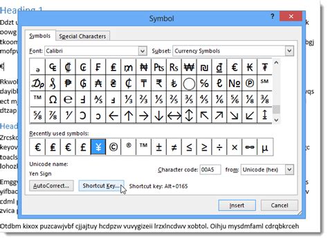 how to use symbols in word 2013
