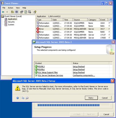 tom raftery s things to come sql server 2005 express error 3417