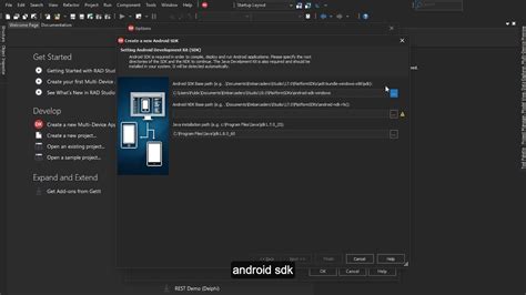 default installed locations of android development tools on delphi sdk