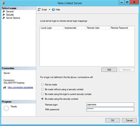 how to create a linked server to azure sql database via