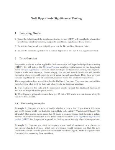Free 10 Null Hypothesis Samples And Templates In Ms Word Pdf