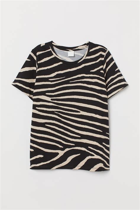 T Shirt Black Zebra Print Ladies Handm Gb
