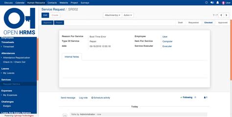 service request management in open hrms