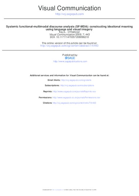 Pdf Systemic Functional Multimodal Discourse Analysis Sf Mda