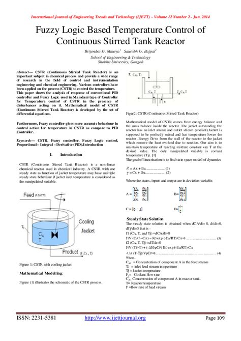 pdf fuzzy logic based temperature control of continuous stirred tank