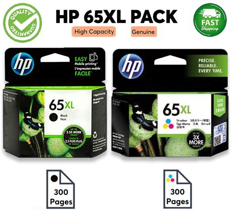 2 Pack Hp Genuine 65xl Black And 65xl Color Ink Combo Pack