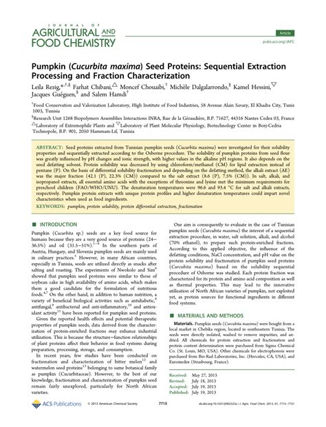 pdf pumpkin cucurbita maxima seed proteins sequential extraction